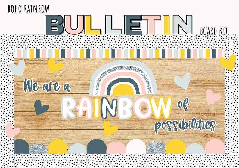 Boho Rainbow Bulletin Board Kit Rainbow Back to School - Etsy