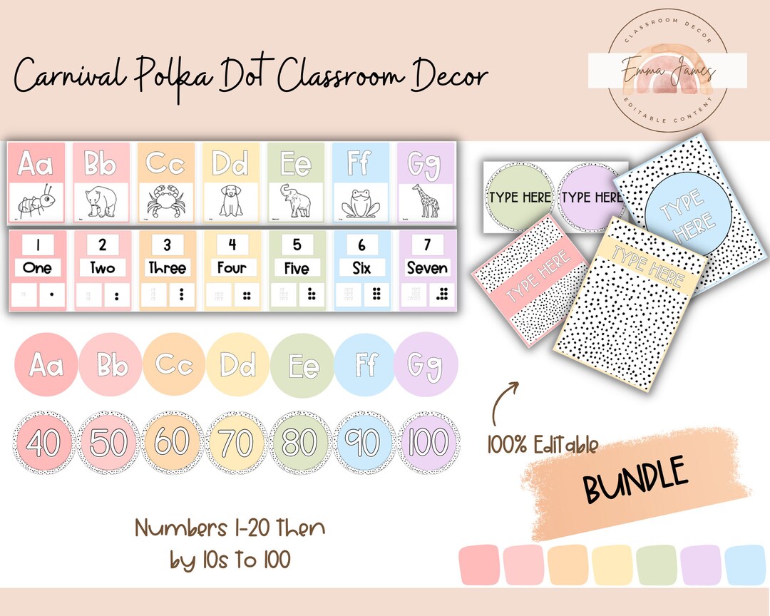 BUDGET FRIENDLY Spotty Pastel Classroom Décor Polka Dot EDITABLE - Etsy