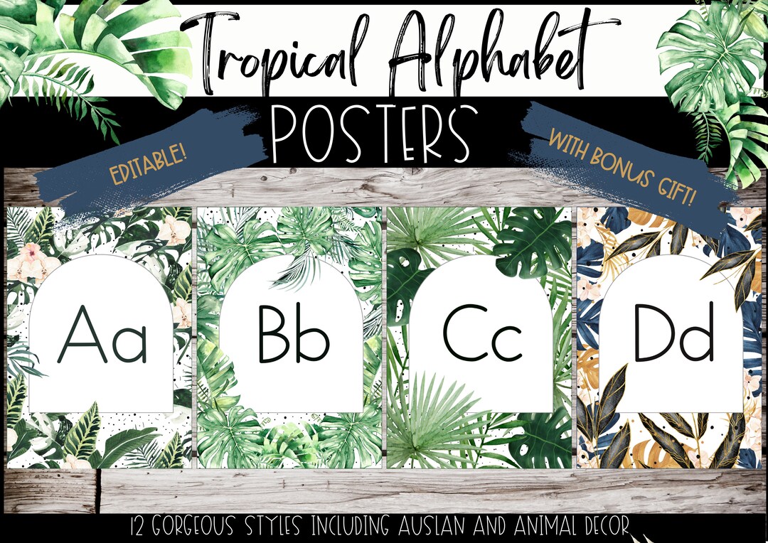 TROPICAL Alphabet Posters Plant Classroom Decor Minimalist Decor Boho ...