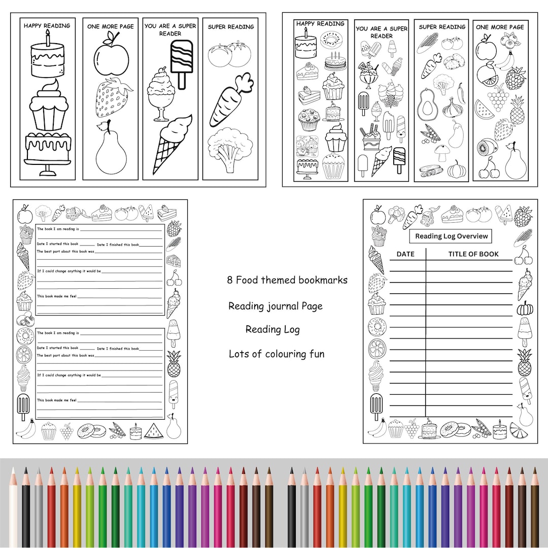 Colour Your Own Bookmarks and Reading Journal Set 8 - Etsy UK