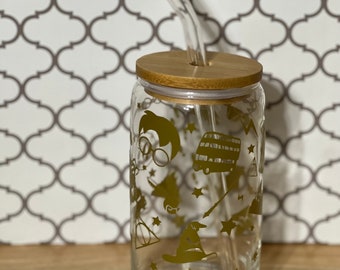 Animated Magic Wizard Latte Inspired Glass Cup With Bamboo Lid and ...