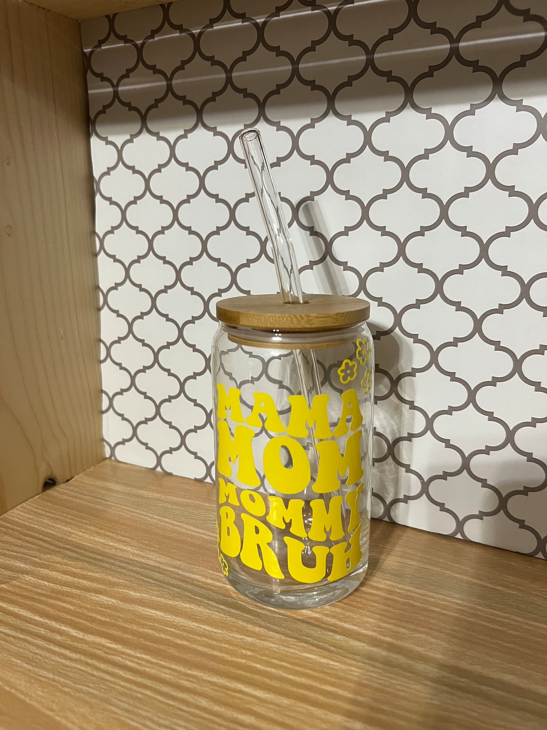 Mama Mom Mommy Bruh 16 Oz Iced Coffee Glass Cup-glass Soda Can With ...