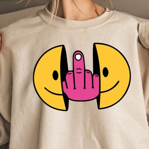 Smiley Face Middle Finger SVG, PNG Graphic Digital Download Files - Etsy