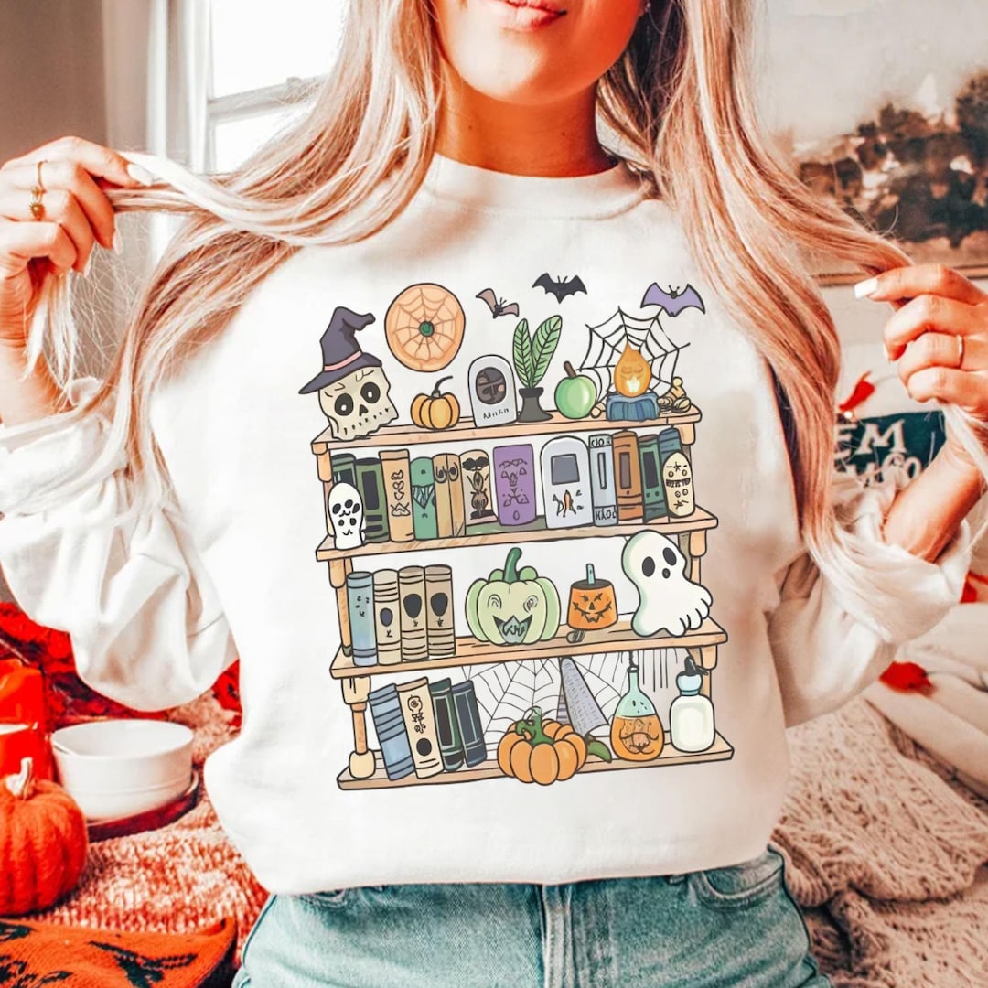 Halloween Library PNG SVG, Ghost Books Halloween Png, Teacher Halloween ...