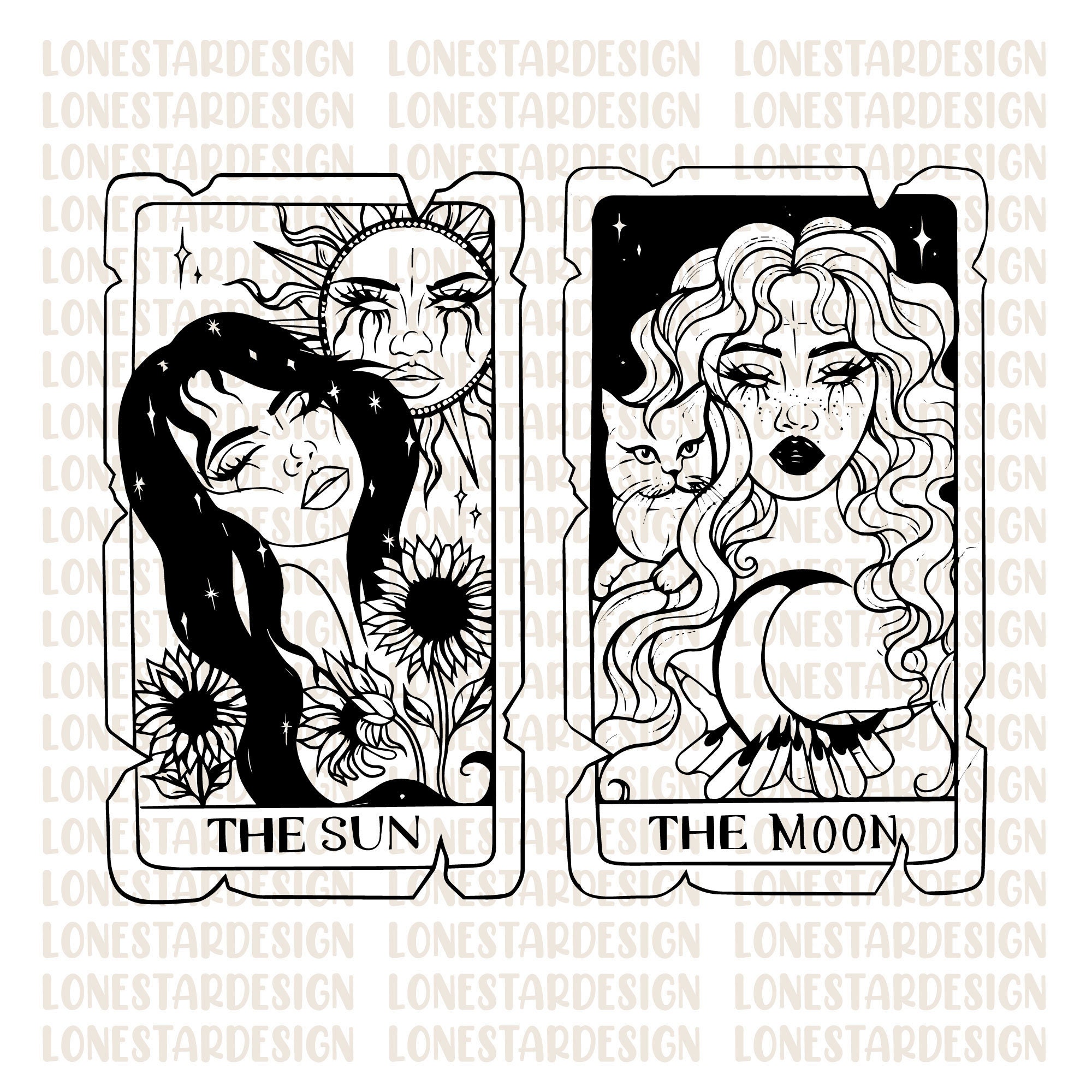Tarot Cards Sun and Moon SVG Tarot Svg Tarot Cards Svgmagic - Etsy ...