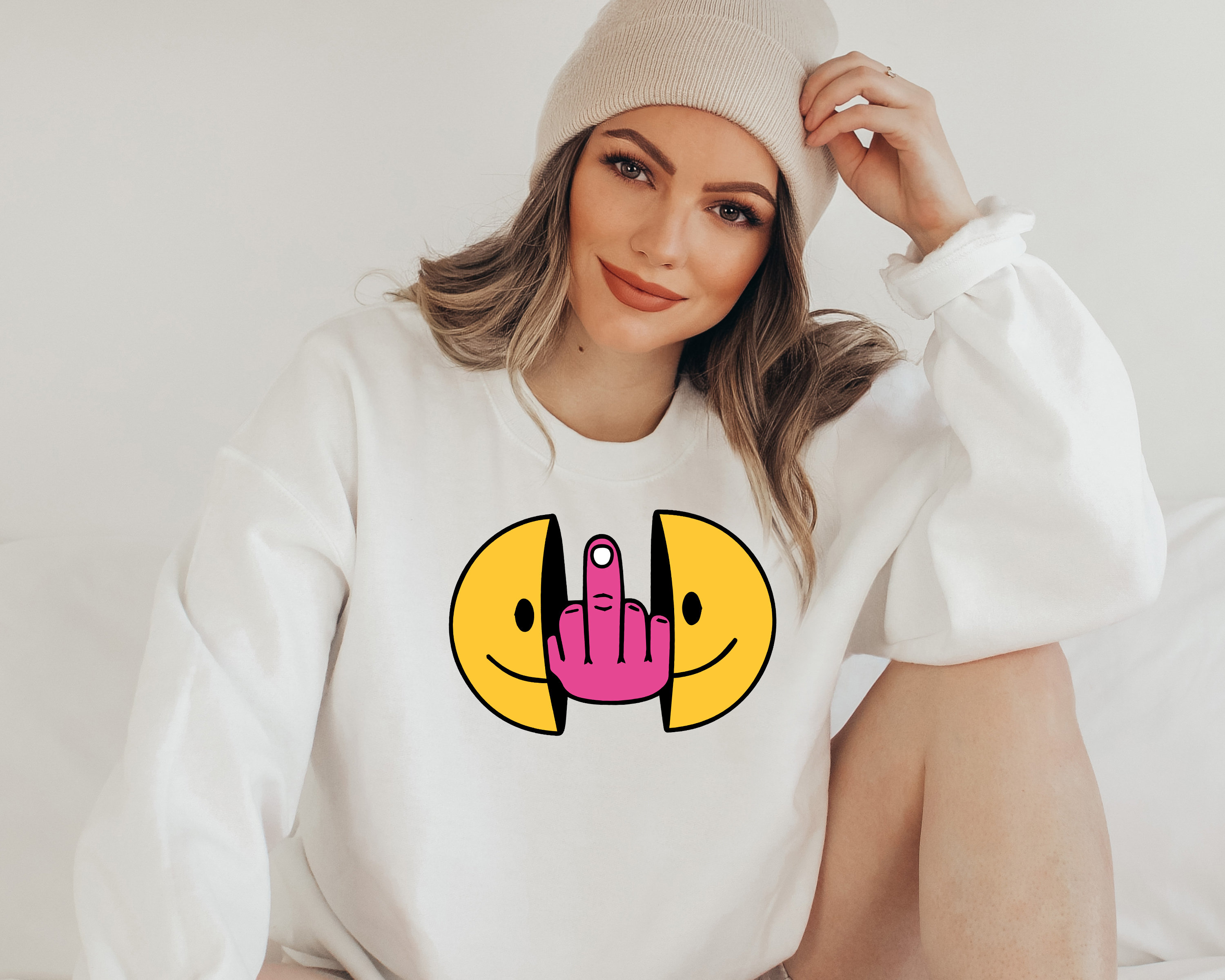 Smiley Face Middle Finger SVG PNG Graphic Digital Download - Etsy Finland