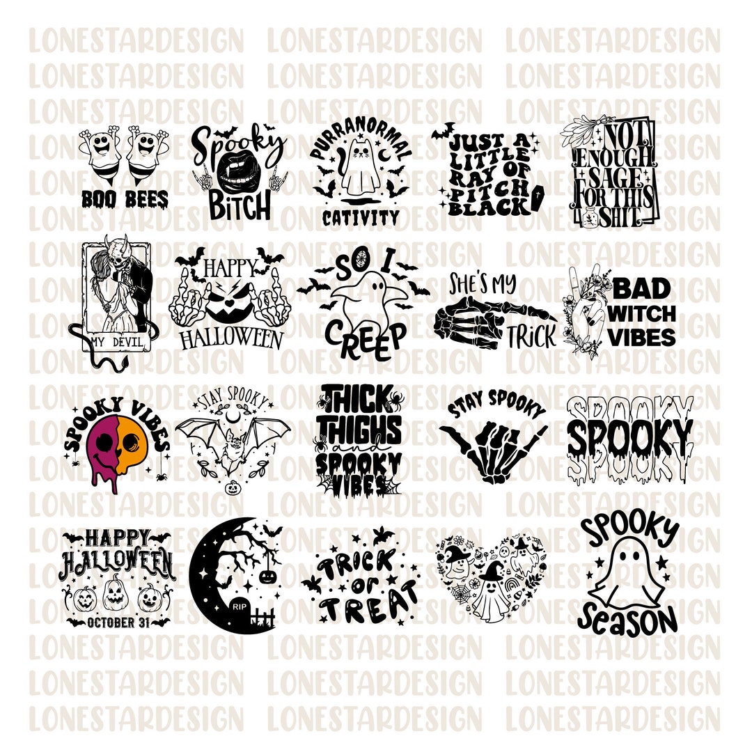Halloween Bundle, Retro Halloween SVG, Groovy Halloween Sublimation ...