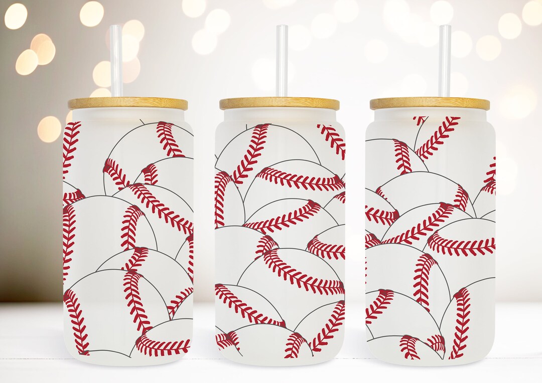Baseball-themed 16oz Libbey Glass Can for Sports Fans, Baseball 16oz ...