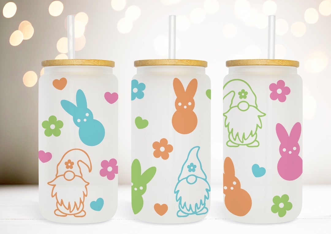 Easter Gnome Bunny Glass Can, Easter Gnome Decor, Easter Gift Ideas ...