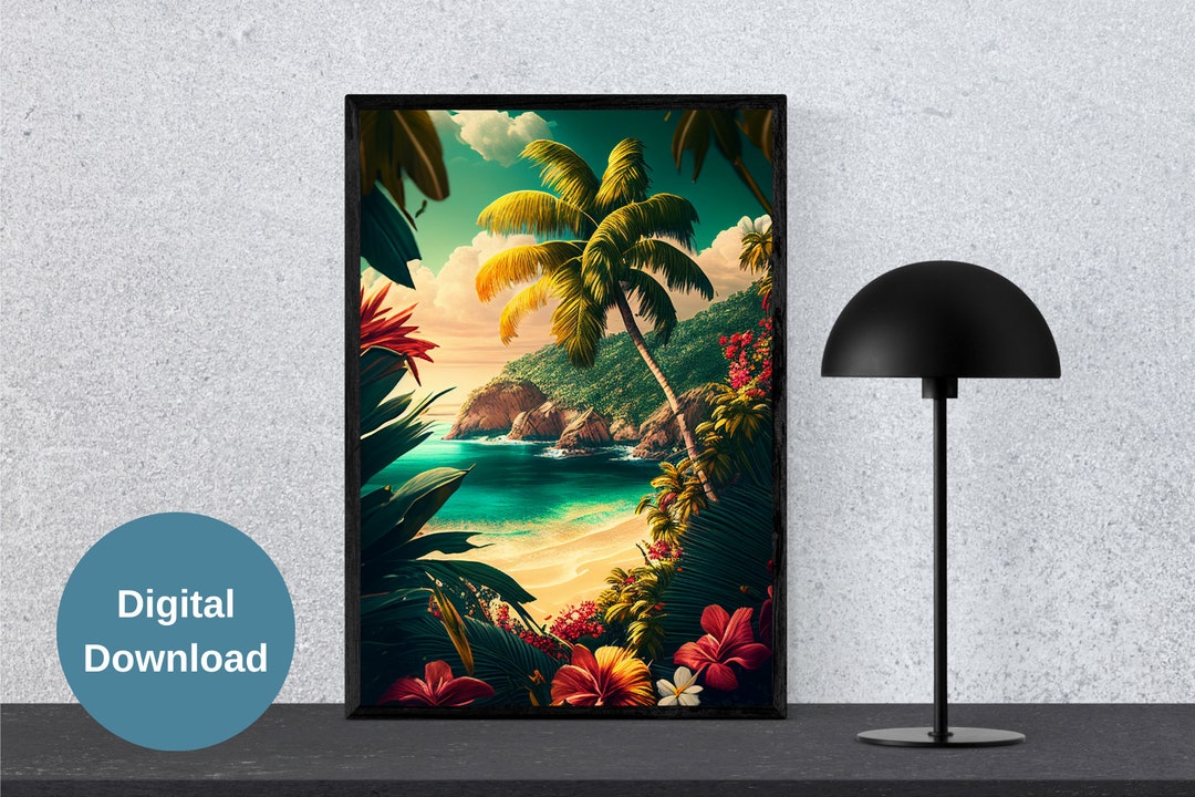 Tropical Island Digital Wall Art Tropical Island Art Print - Etsy