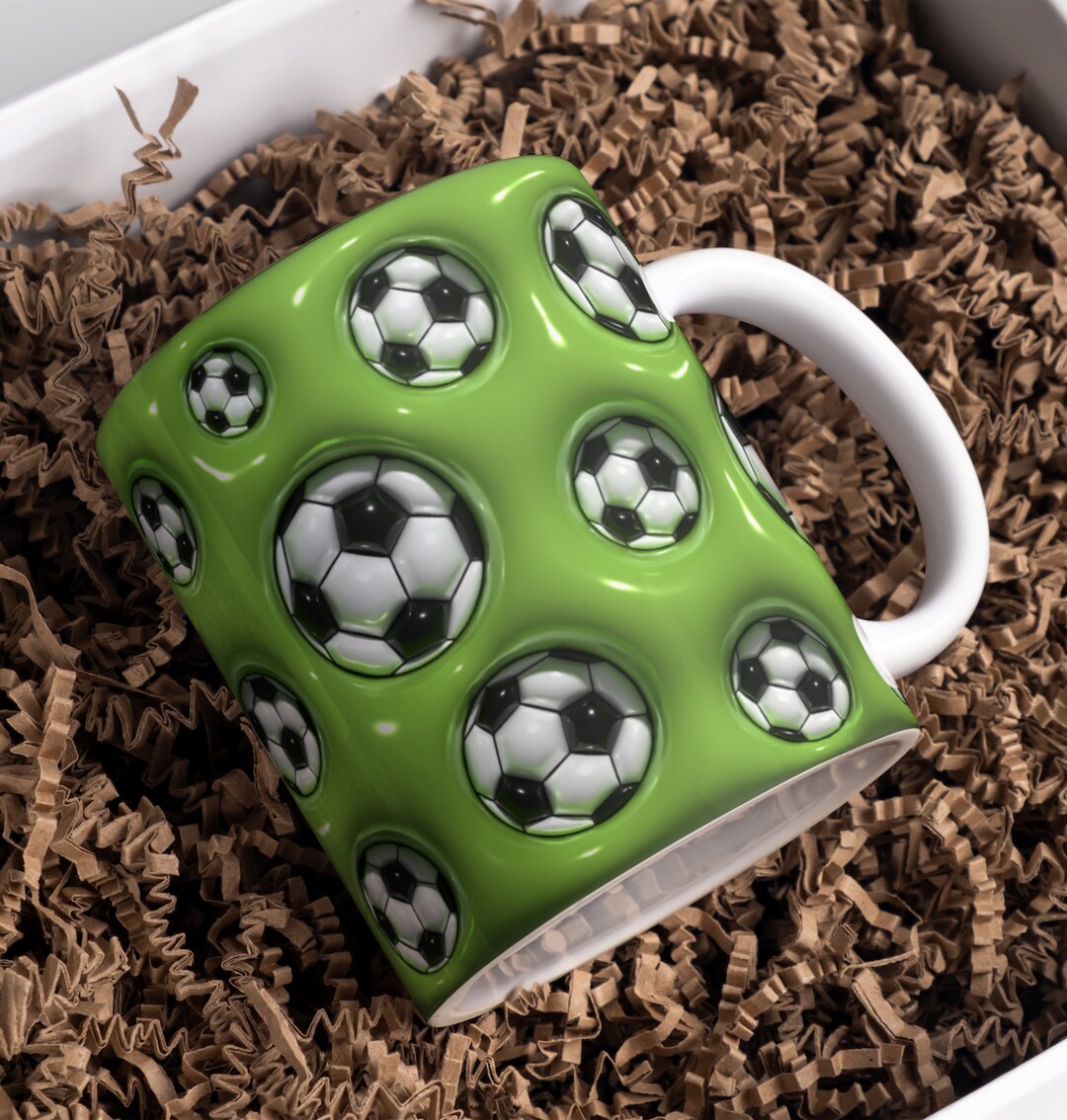 3D Soccer Mug Sublimation Design: Inflated Football Mug Wrap (digital ...