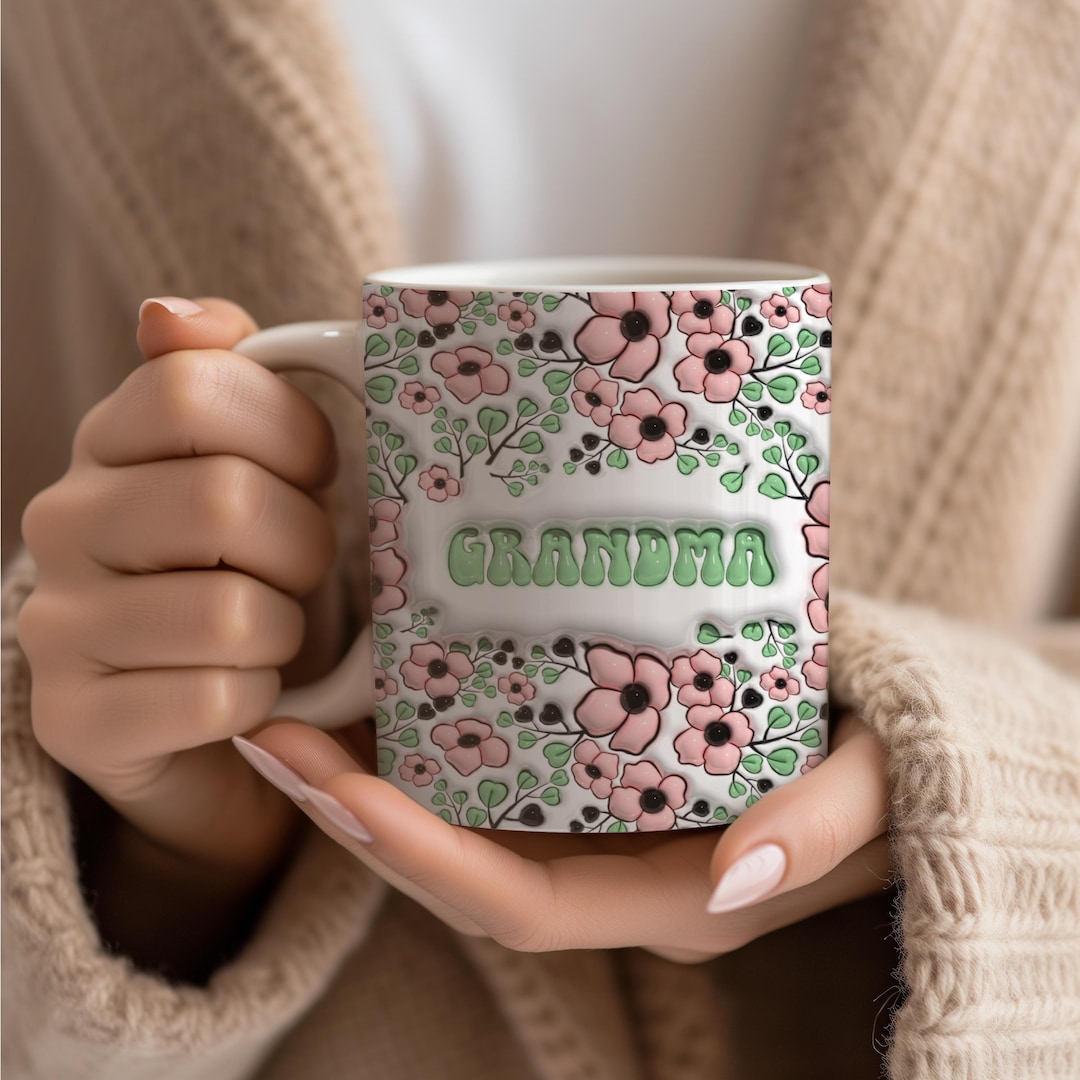 Retro Grandma Mug PNG | Inflated Bubble Letter Mug Wrap Design | 11oz ...