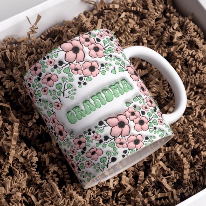 Retro Grandma Mug PNG | Inflated Bubble Letter Mug Wrap Design | 11oz ...