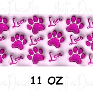 3D Puffy Paw Print Mug Wrap | Inflated Mug Wrap | Sublimation Design ...