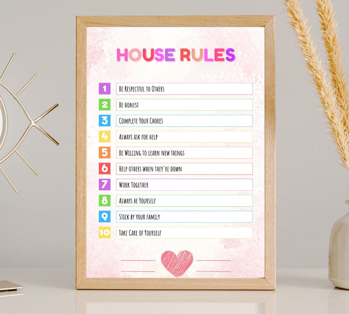 Editable House Rules Chart for Kids and Families Household - Etsy Hong Kong
