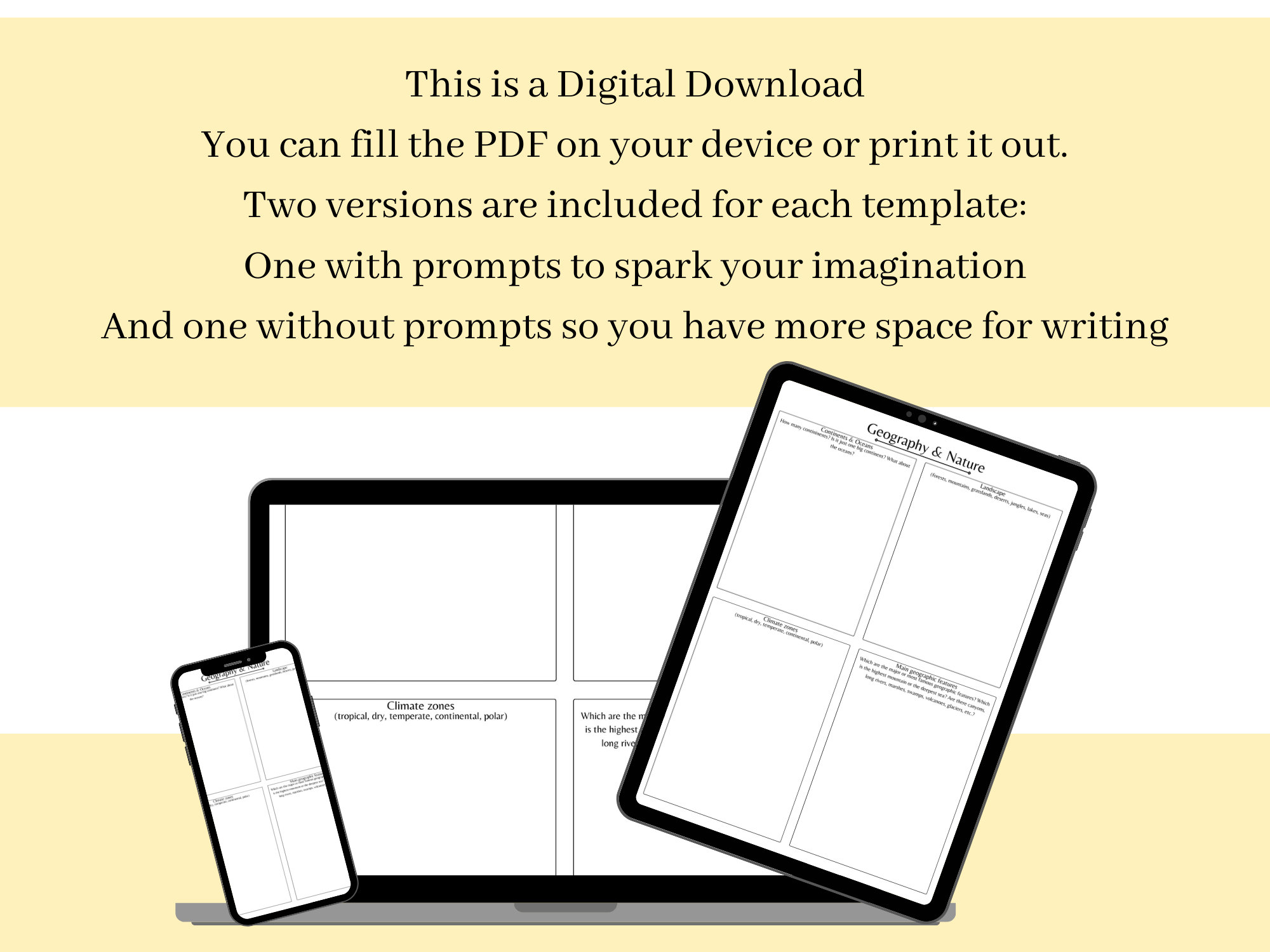 Fantasy World-building Templates Bundle for Geography, Government ...