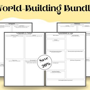 Fantasy World-building Templates Bundle for Geography, Government ...