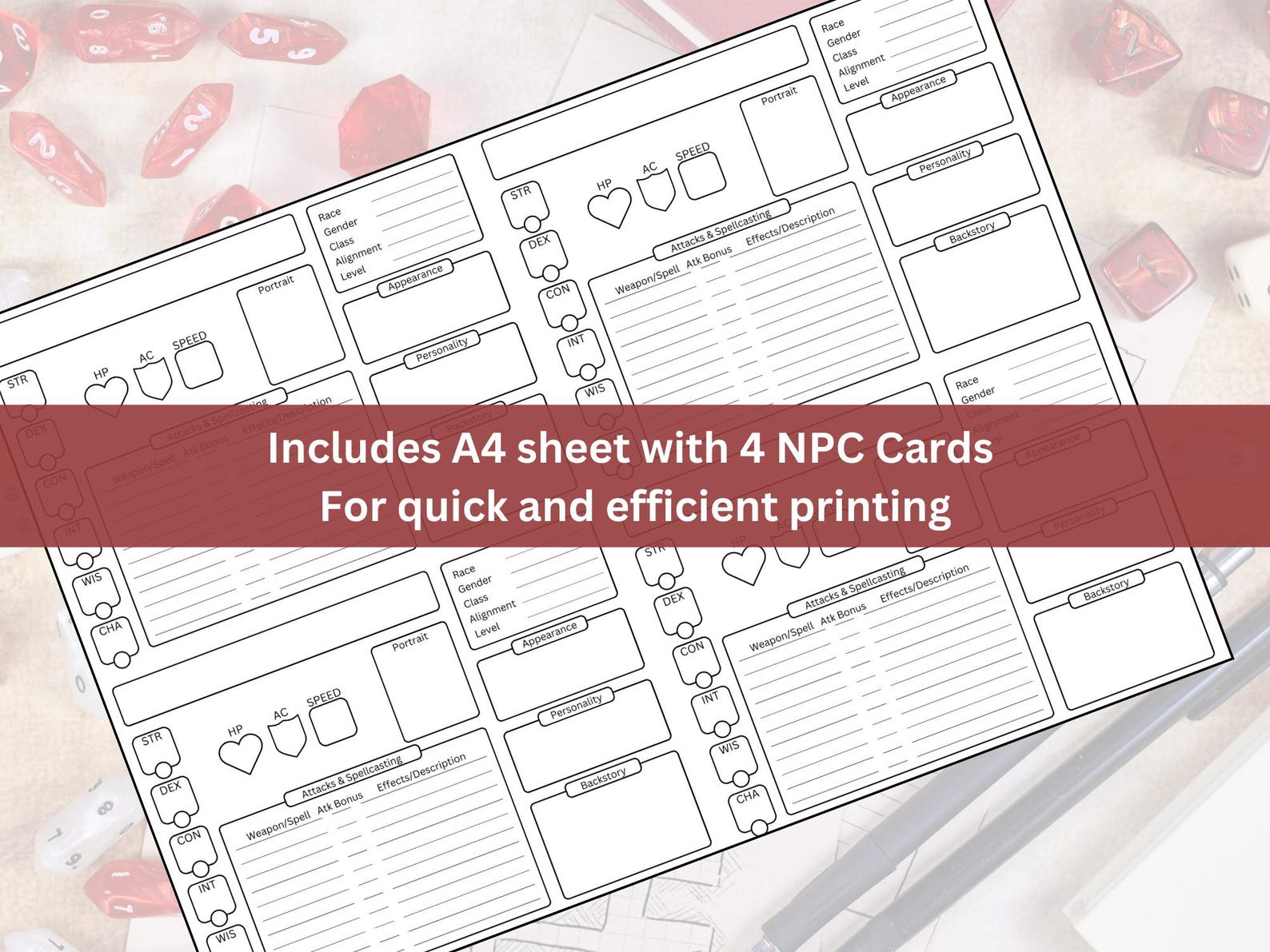 Dnd NPC Card Template: Game Master Resource (PDF) - Etsy