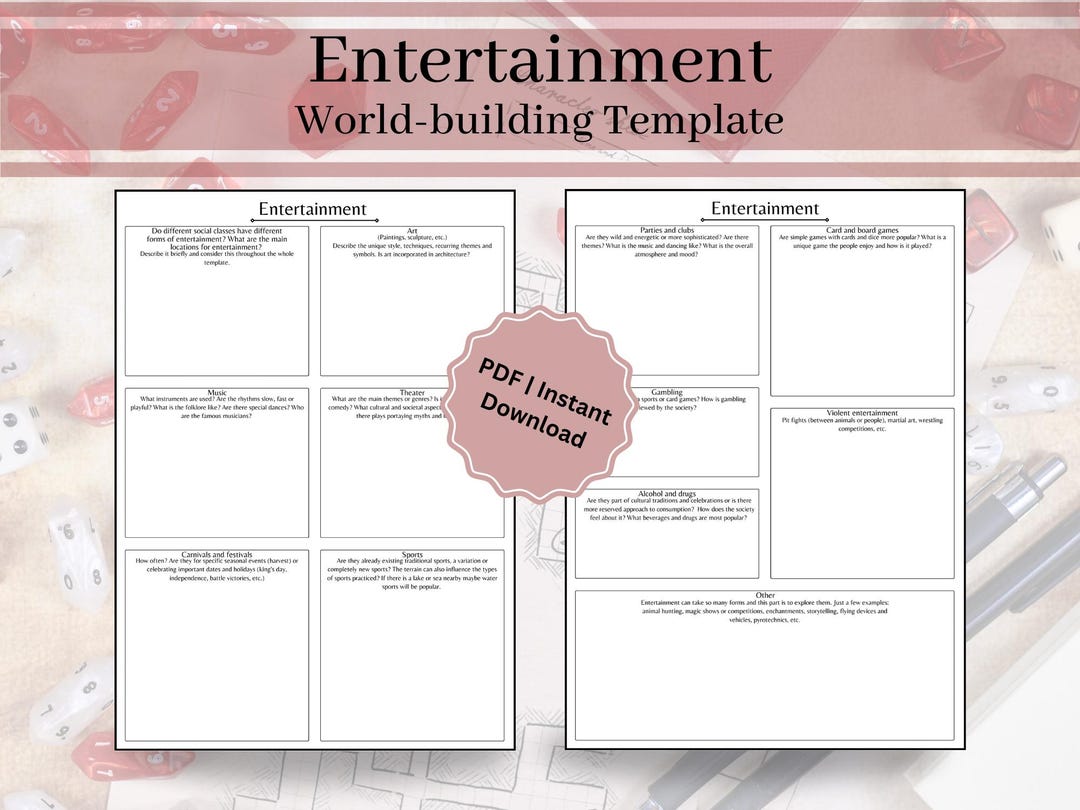 Fantasy Worldbuilding Template for Entertainment of a Nation | Creative ...
