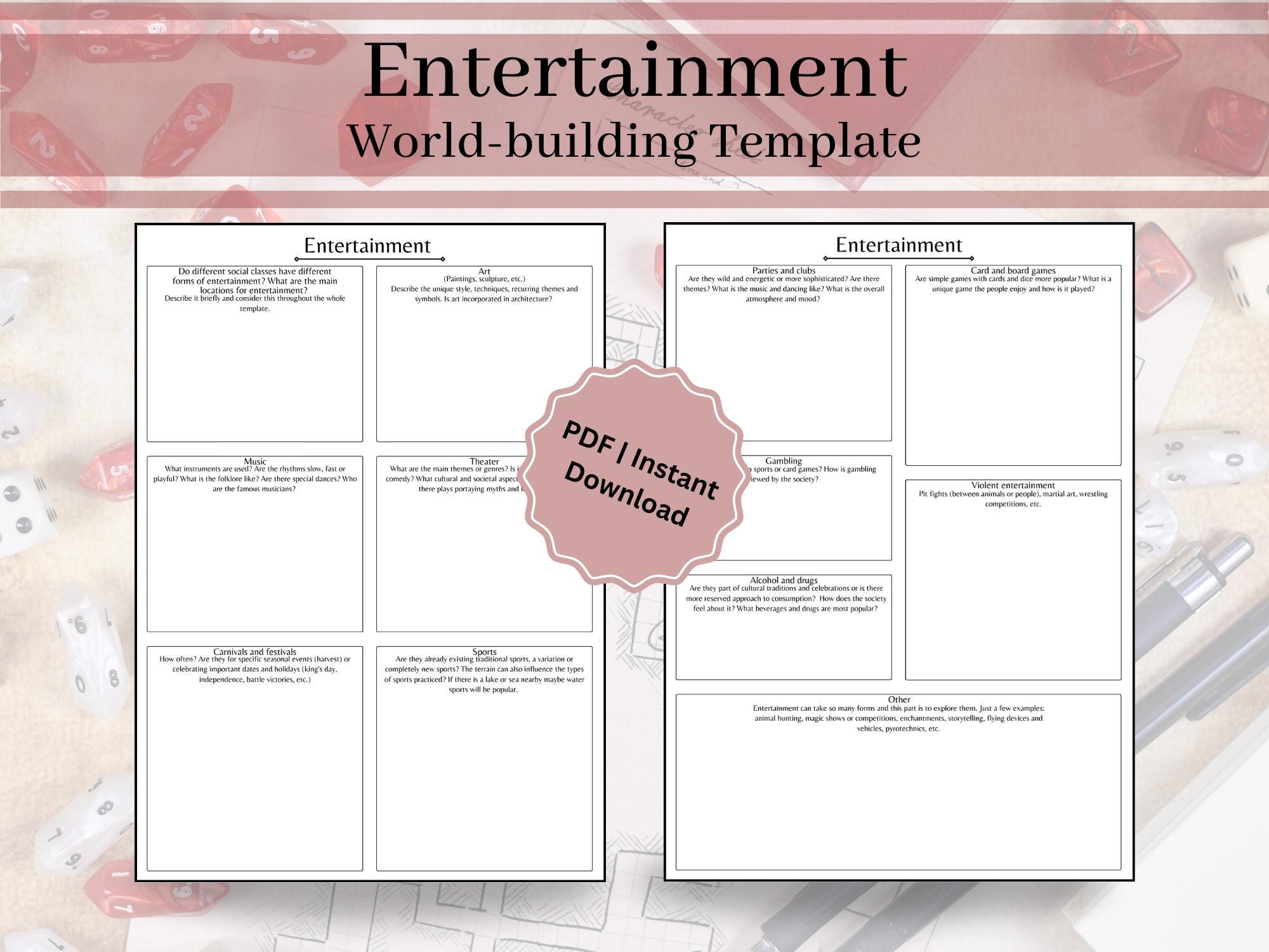 Fantasy Worldbuilding Template for Entertainment of a Nation | Creative ...