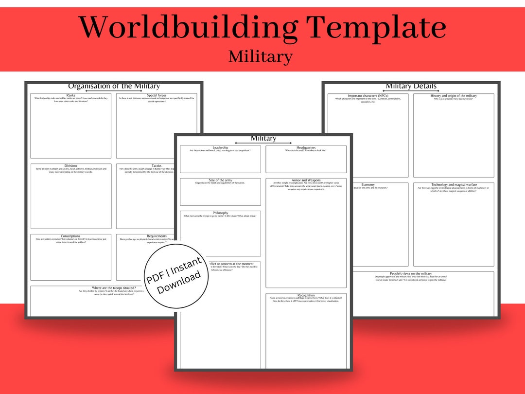 Fantasy Worldbuilding Template for Military and Army Creative Writing ...