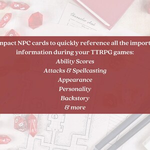 Dnd NPC Card Template: Game Master Resource (PDF) - Etsy