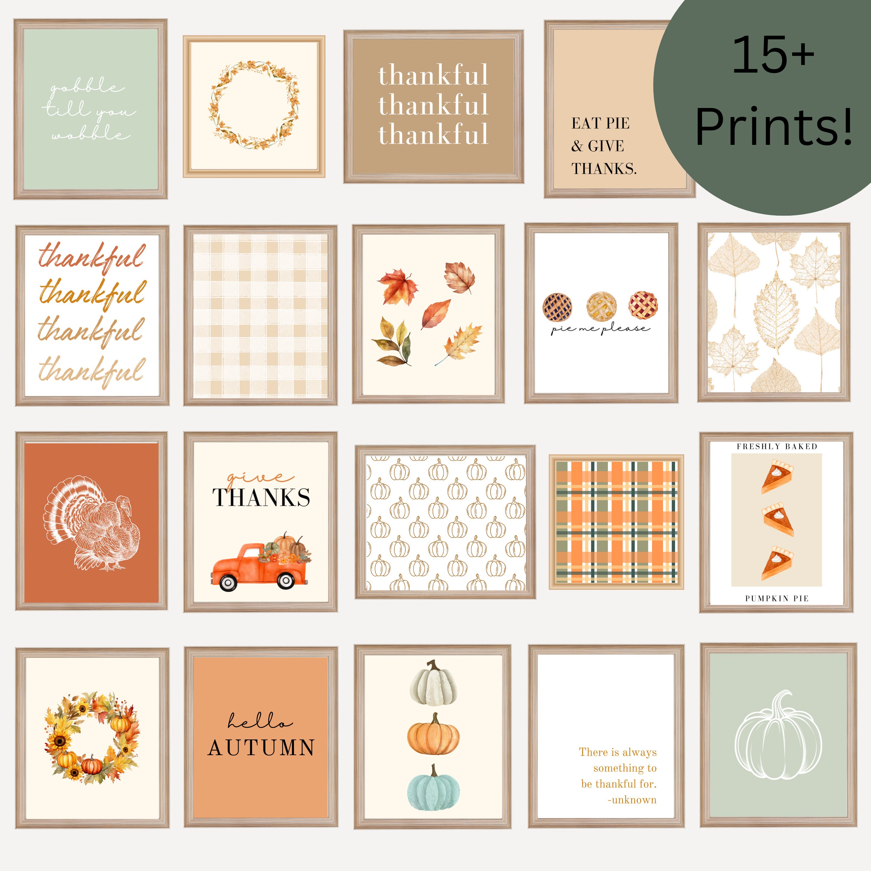 Thanksgiving Gallery Wall Art Set Set of 15 Wall Art Prints - Etsy