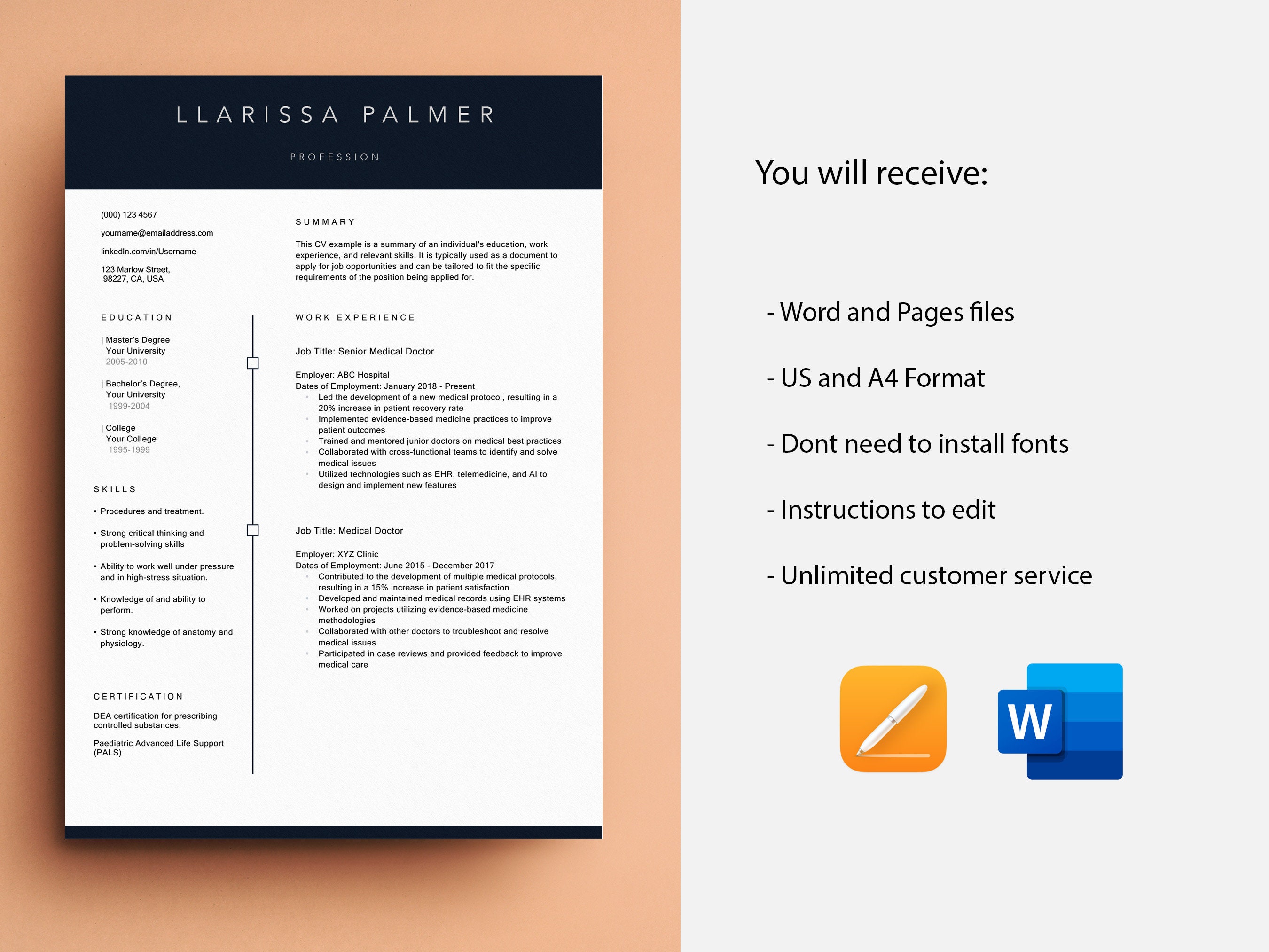 Professional Resume Template | CV Template Professional | Modern ...