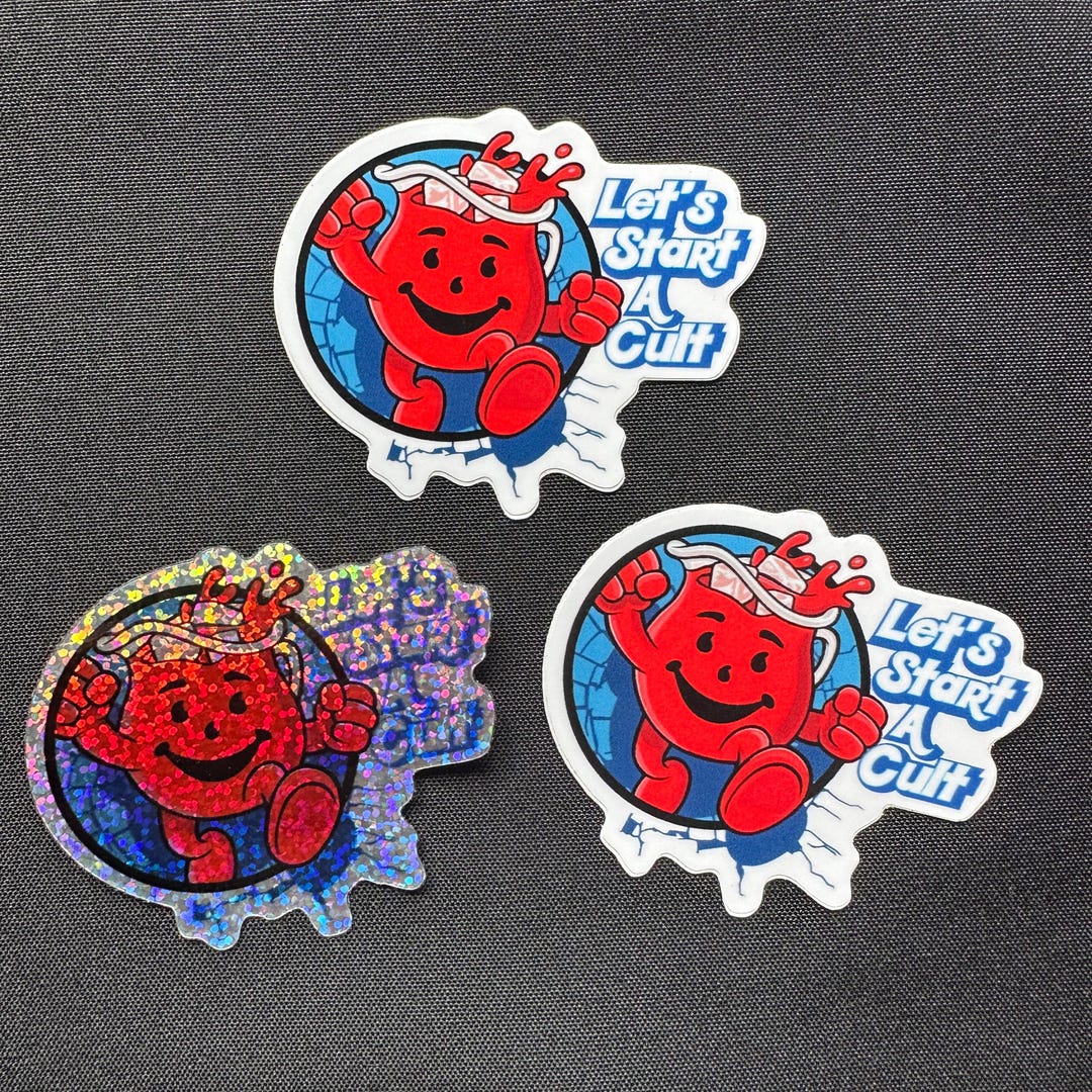 Kool-aid Man Sticker: Let's Start A Cult, Dark Humor Vinyl - Etsy