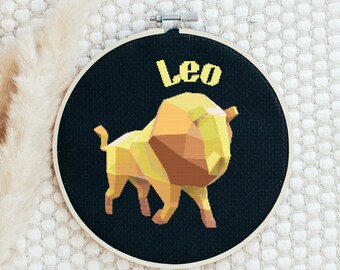 Leo Modern Cross Stitch Pattern Zodiac Star Sign Instant Pdf Download ...