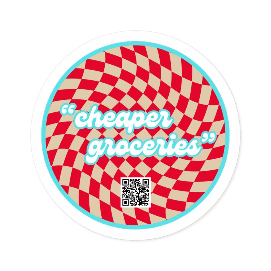 Round Stickers 'cheaper Groceries' QR Code Design Indoor/outdoor ...