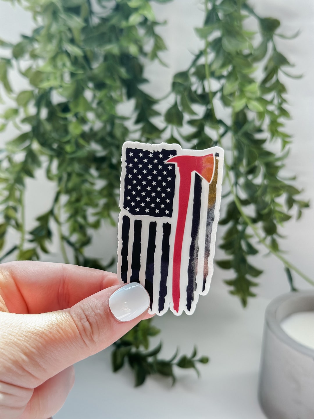 Firefighter Sticker - Thin Red Line Sticker - Gift for Firefighter ...