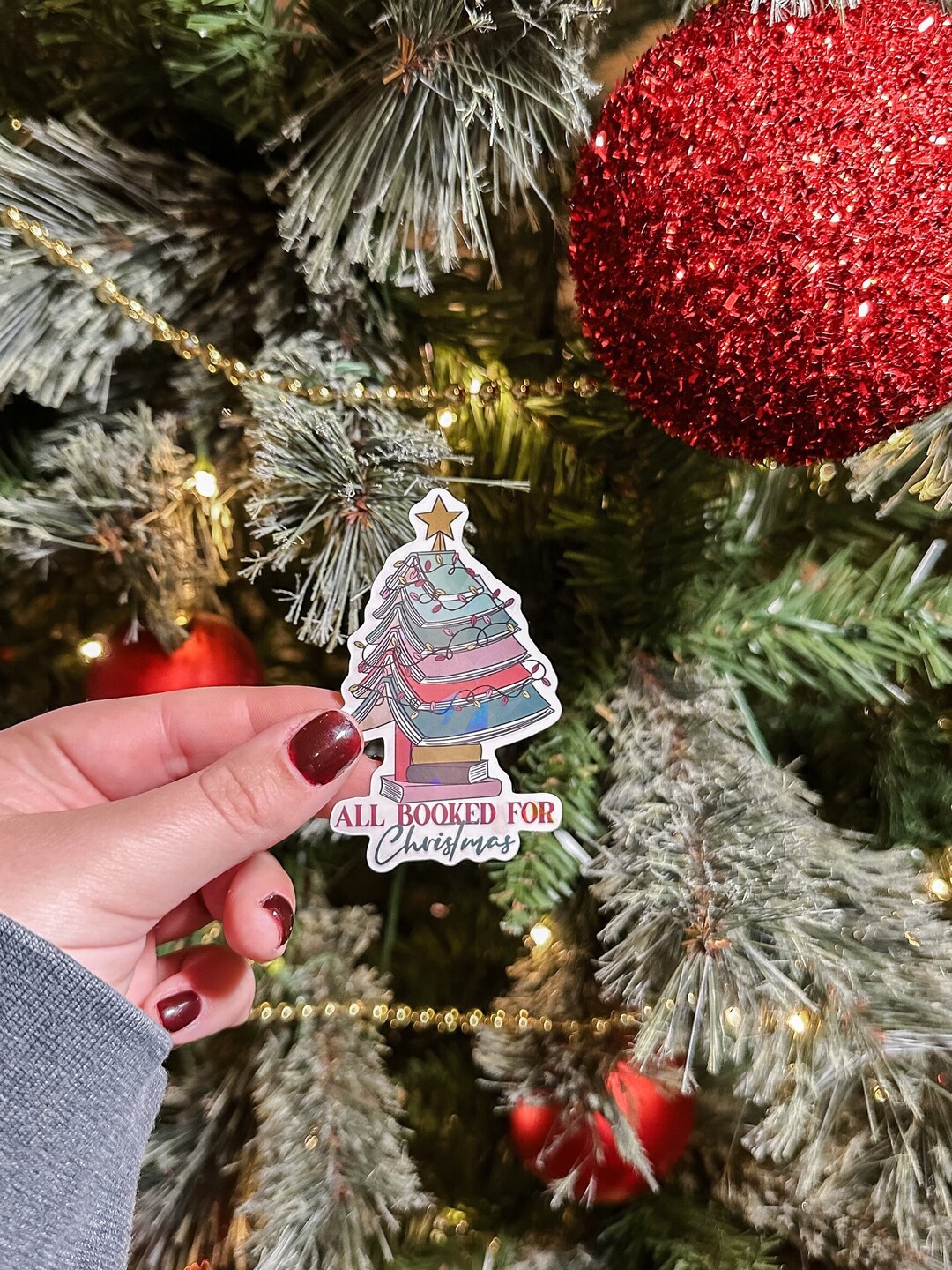 Bookmas Christmas Tree Sticker Bookish Sticker Gift for Book Lover ...