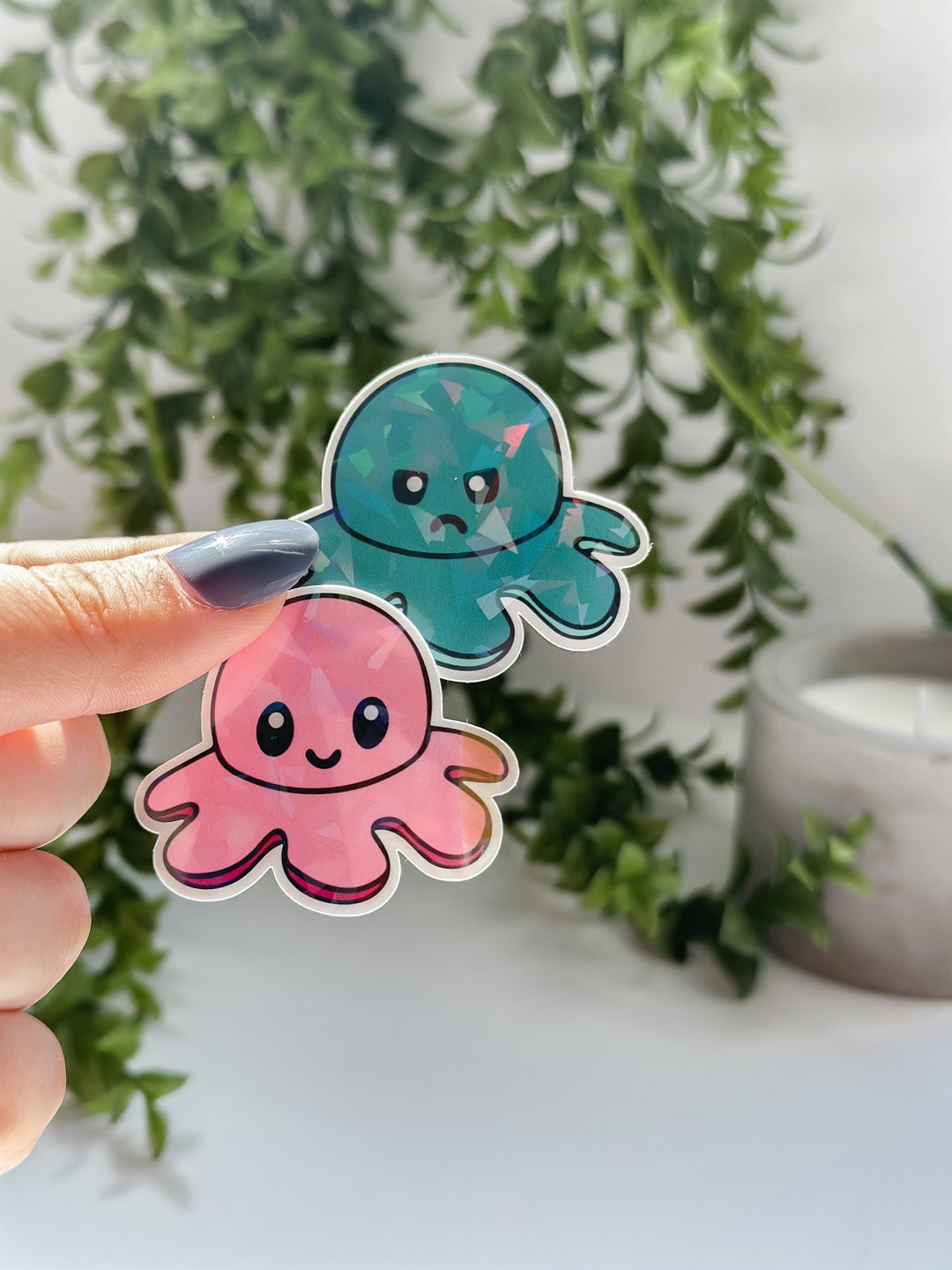 Octopus Sticker - Happy Octopus Sticker - Grumpy Octopus Sticker ...