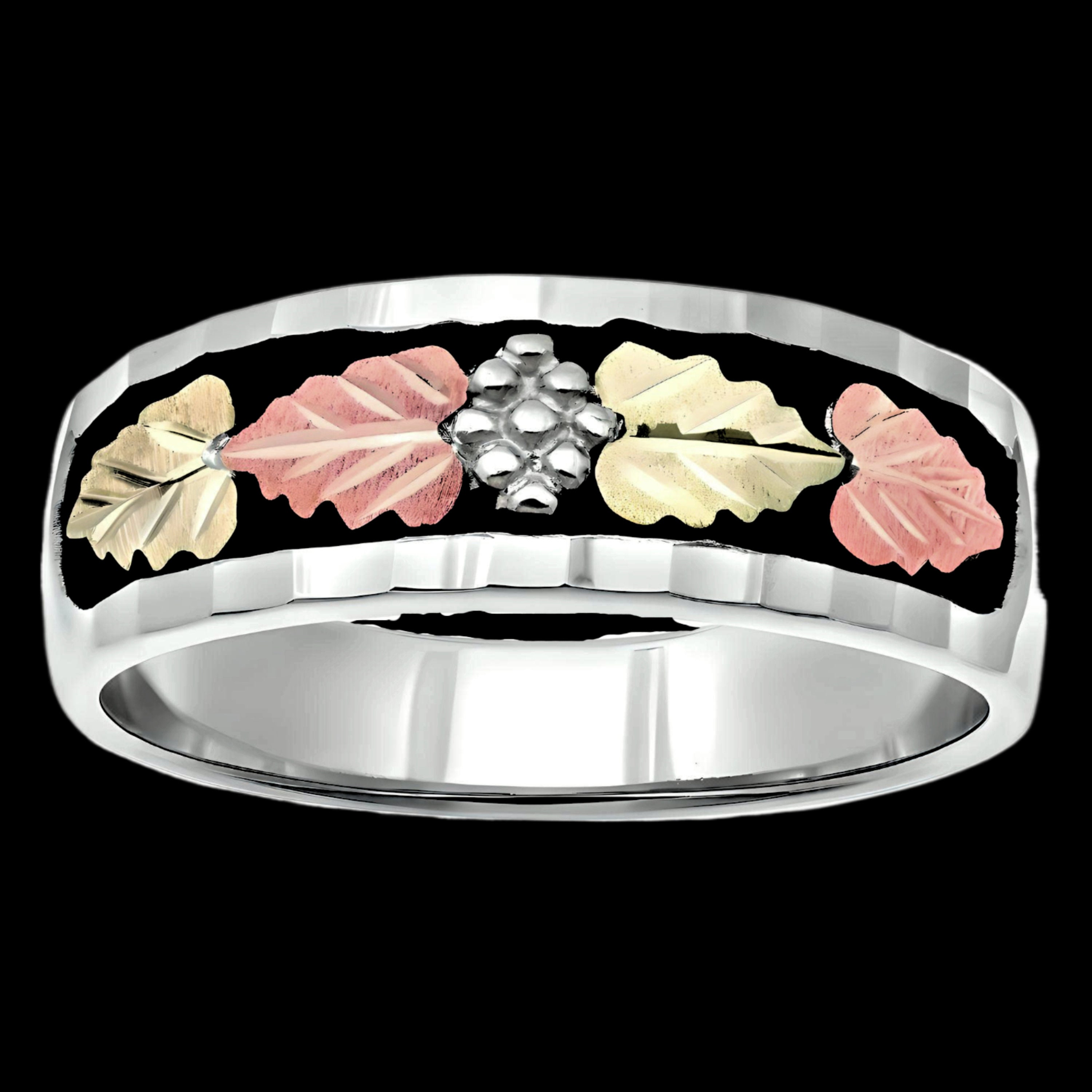 Landstrom's Black Hills Gold & Silver MRLMR3037 Men's Antiqued Silver ...