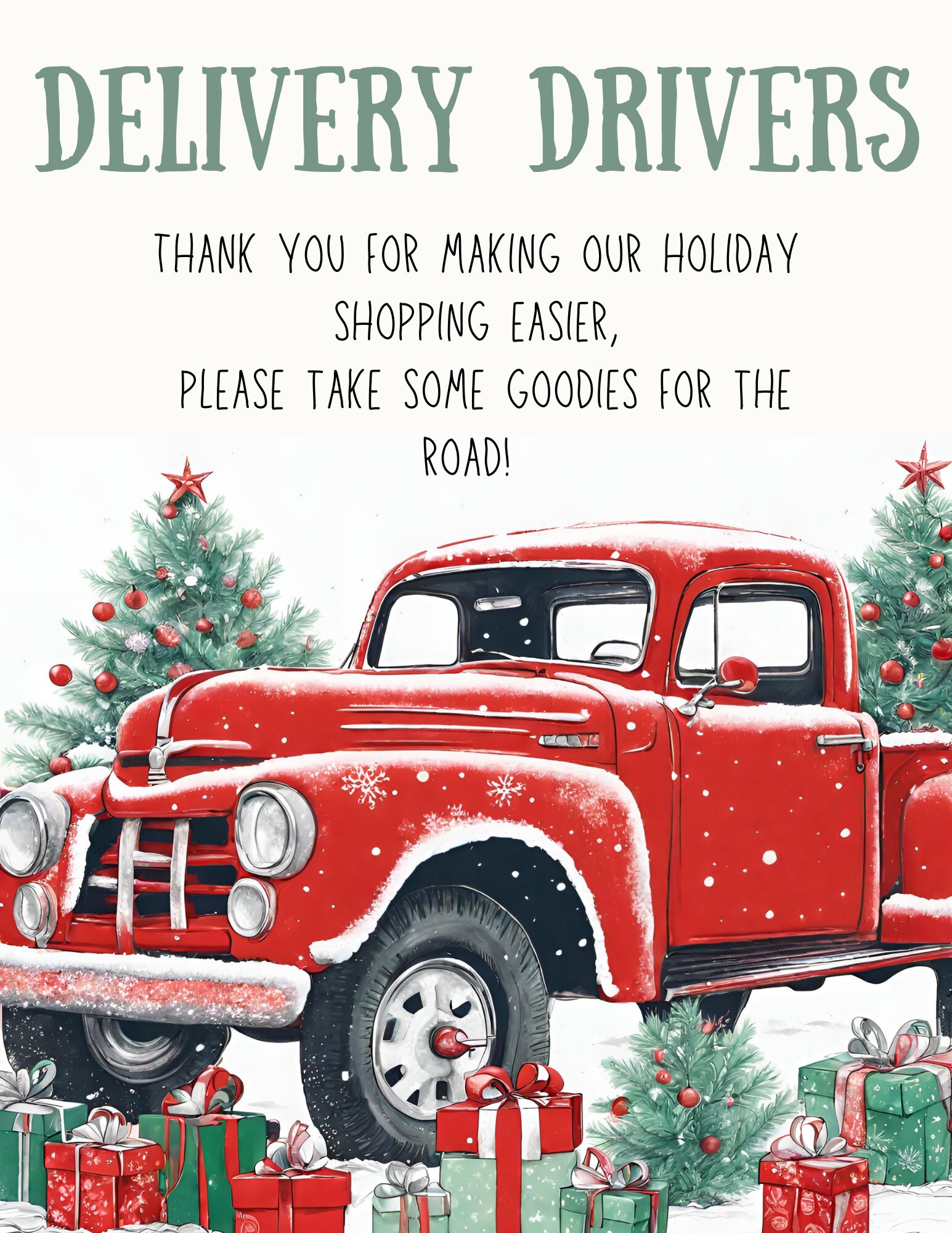 Delivery Driver Thank You Printable - Etsy