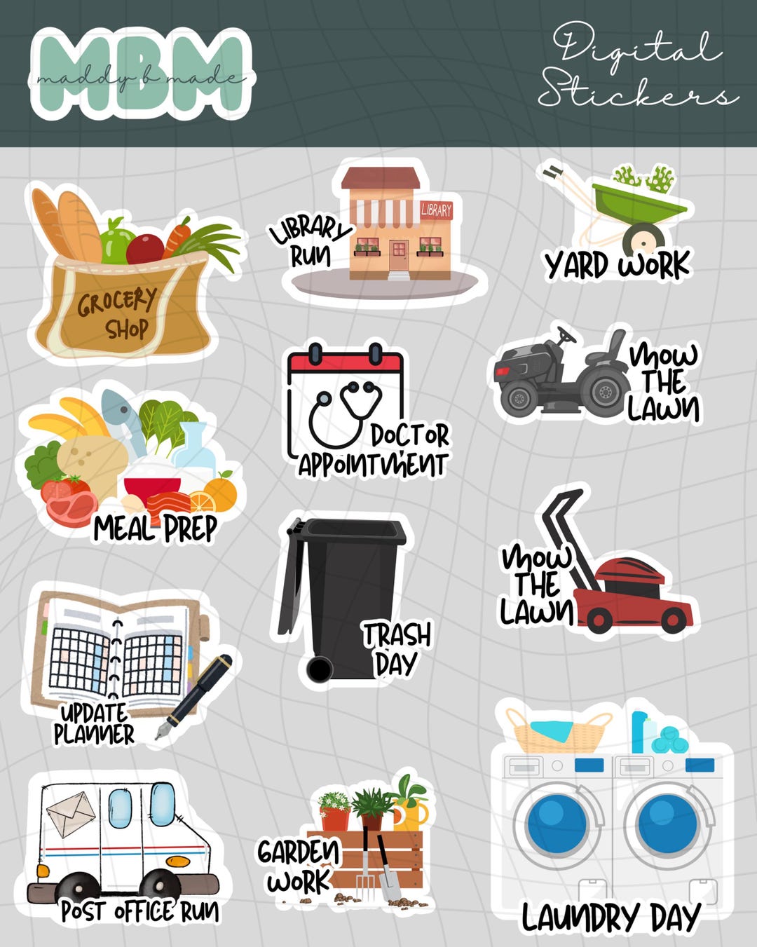 Digital Stickers - Goodnotes File - Every Day Errands - Etsy