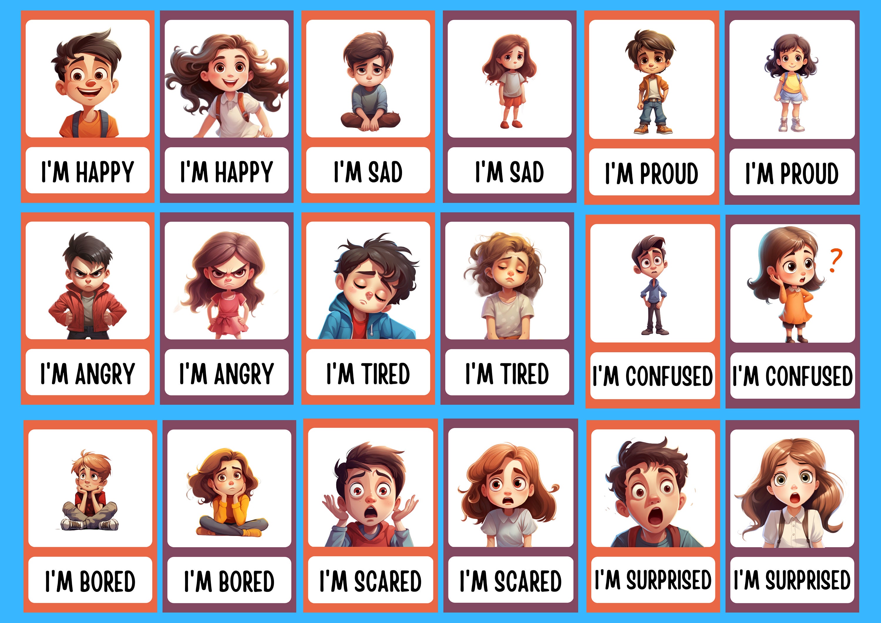 Feelings Fiesta: 20 Emotion Discovery Flashcards for Kids - Etsy