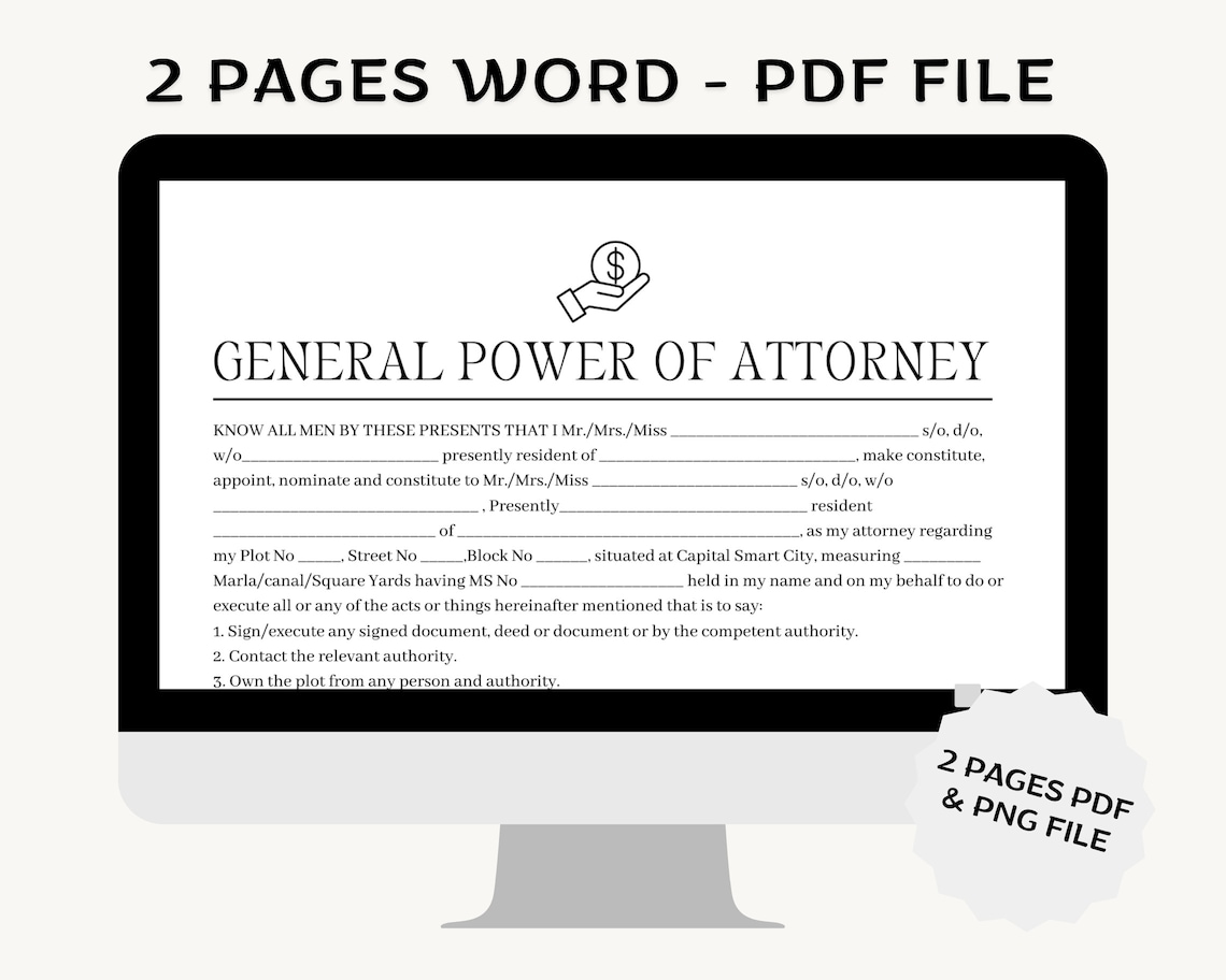 Editable Power of Attorney Template With Invoice Digital Downloads, POA ...