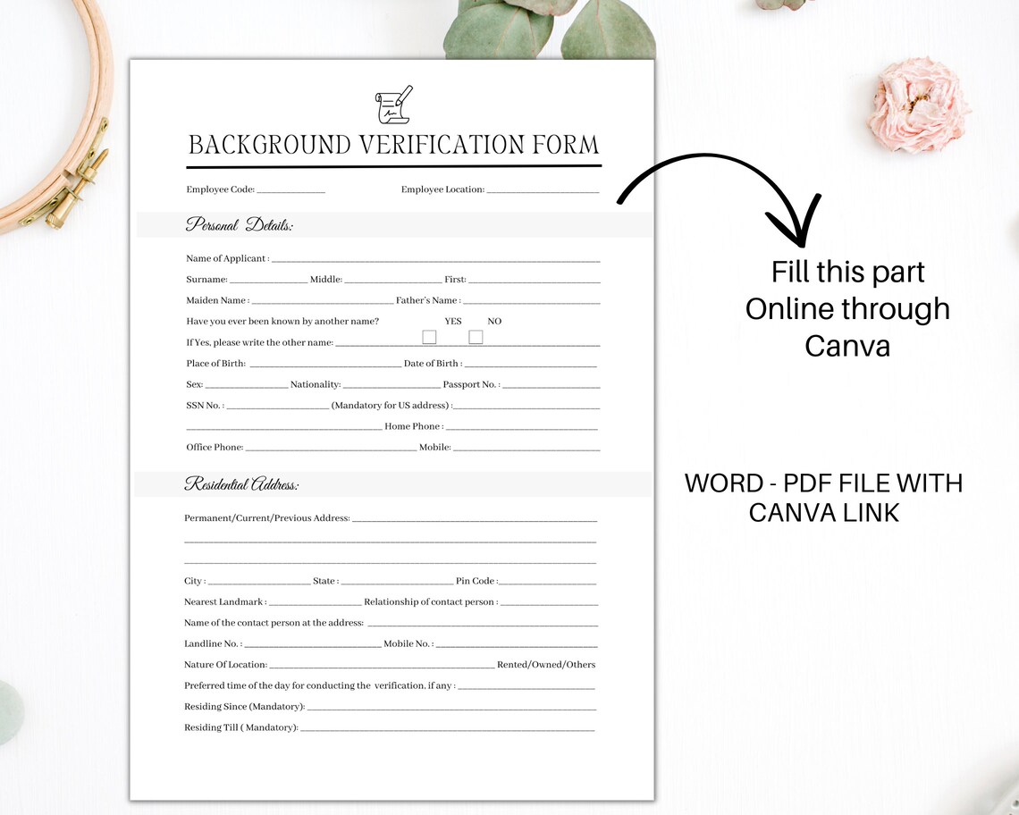 Editable Background Verification Form, Background Check Authorization ...
