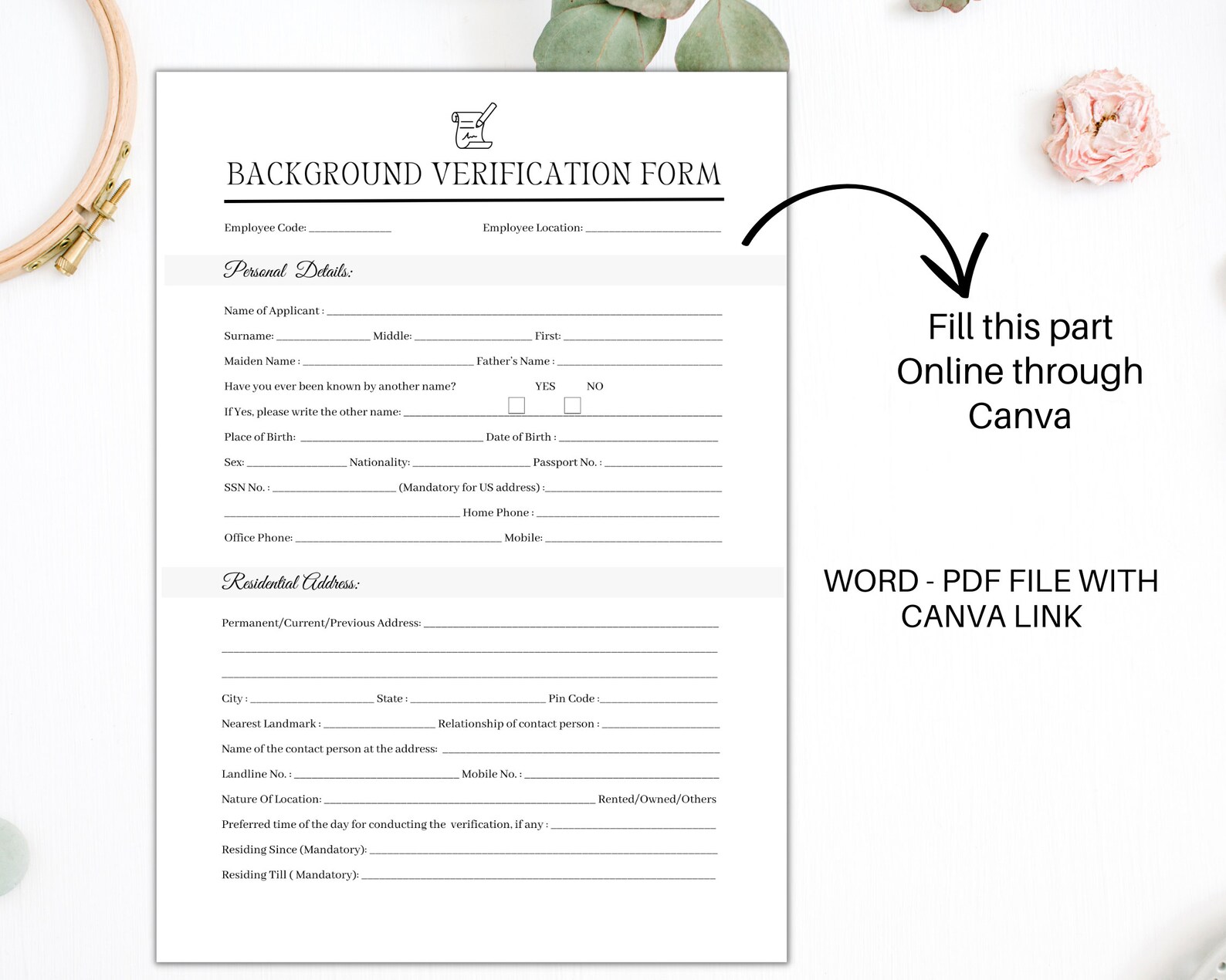 Editable Background Verification Form, Background Check Authorization ...