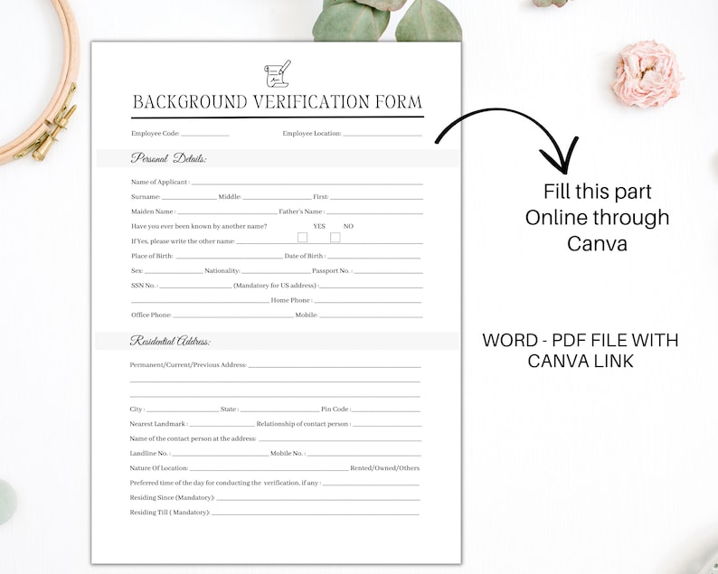 Editable Background Verification Form, Background Check Authorization ...