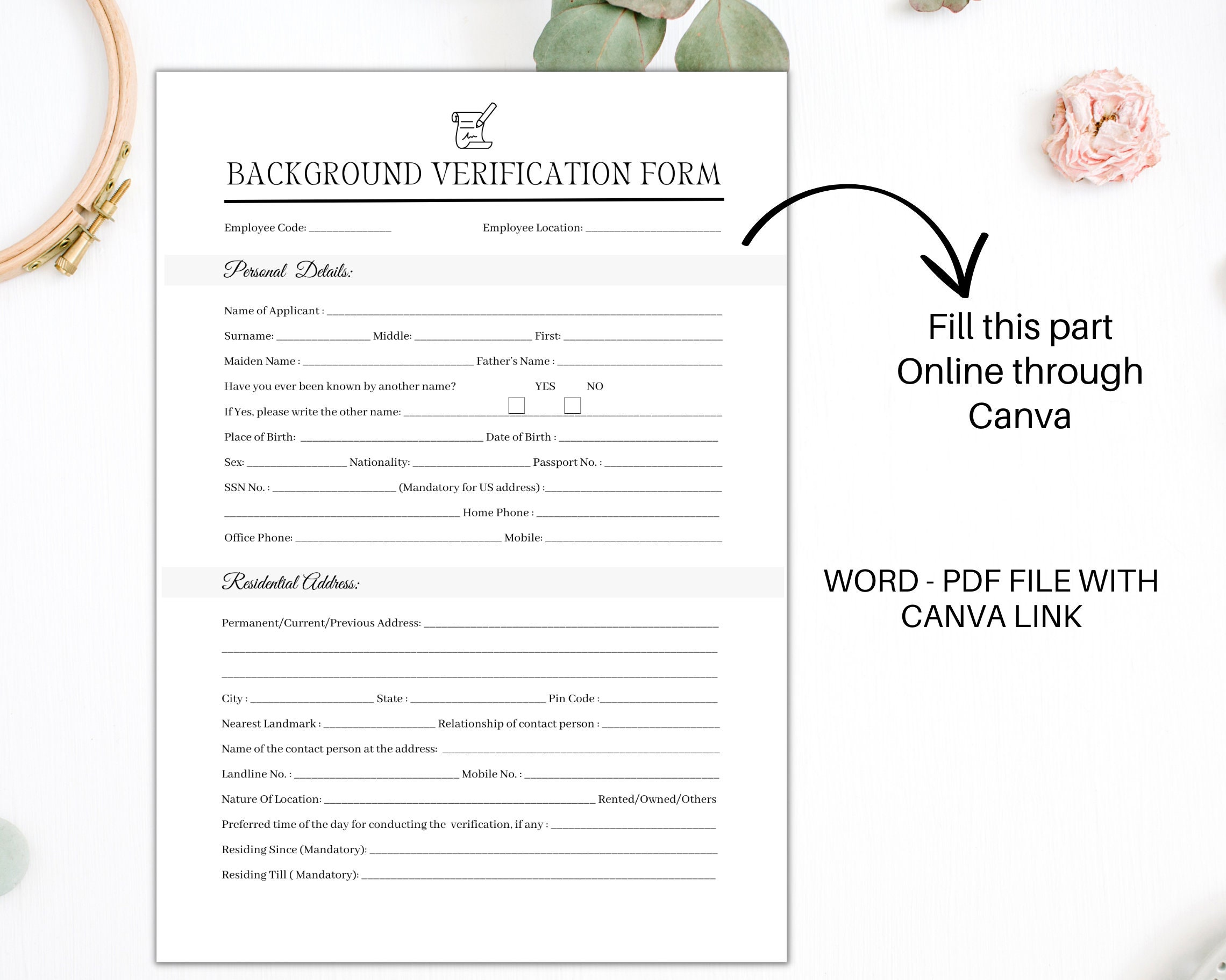 Editable Background Verification Form, Background Check Authorization ...