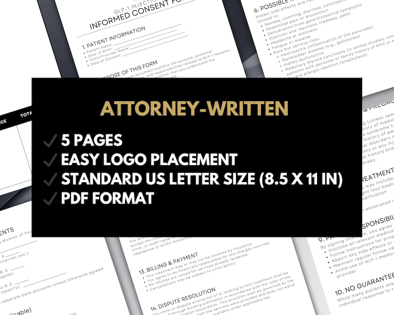 GLP-1 Weight Loss Injections Consent Form Template, Attorney-written ...