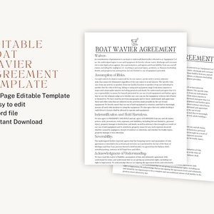 Editable Boat Wavier Rental Agreement Template With Invoice, Contract ...