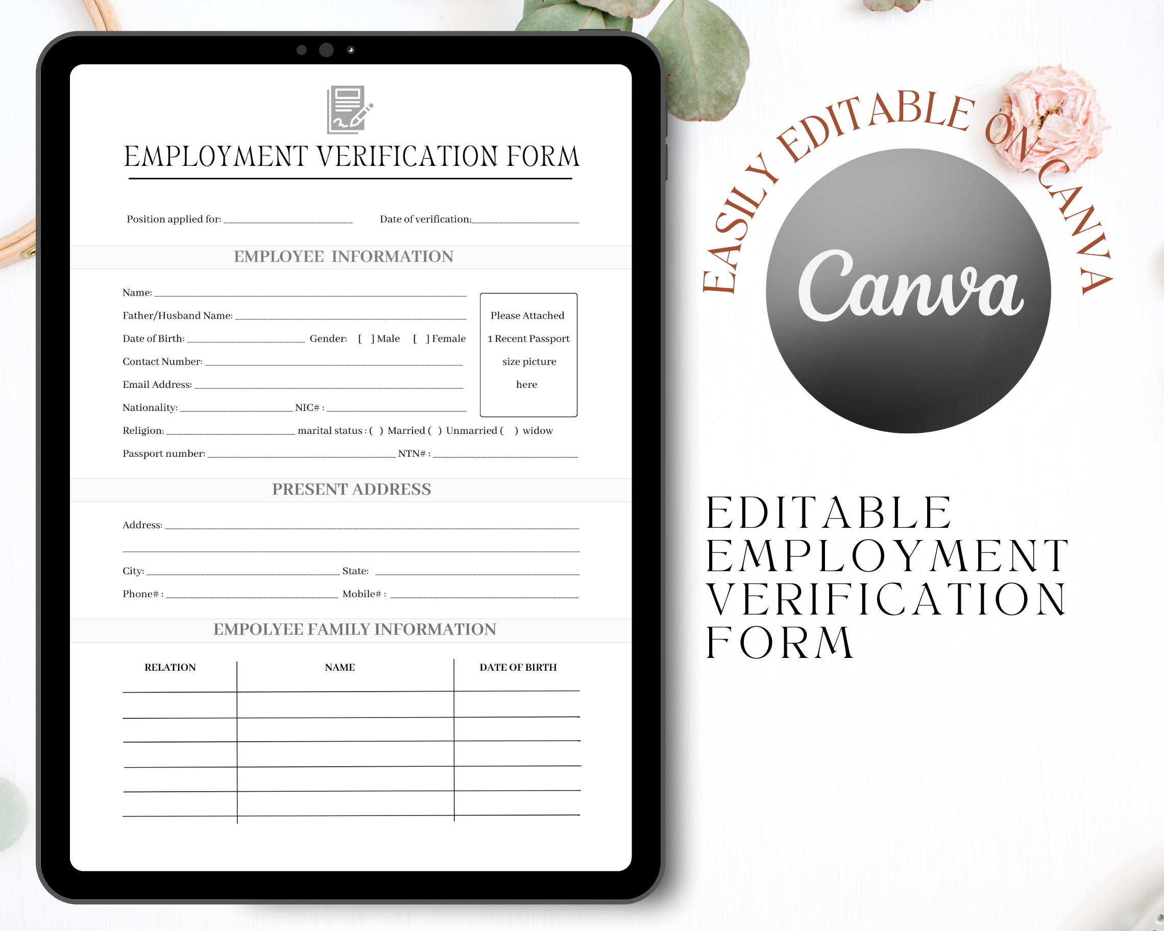 Editable Employment Verification Letter, Contract Agreement Template ...