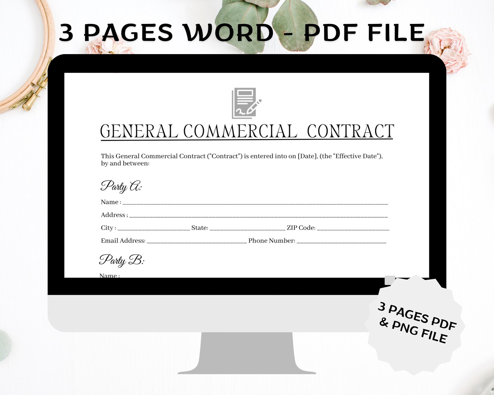 Editable Commercial Contract Agreement Template With Invoice, Editable ...