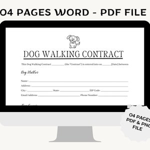 Dog Walking Service Agreement/contract Template, Editable & Printable ...
