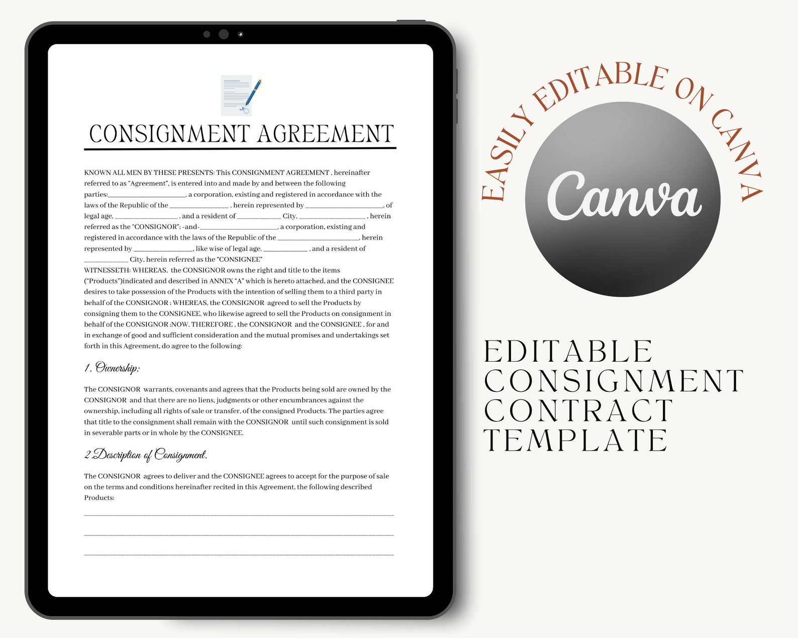Professional Consignment Contract Template, Consignment Termsn ...