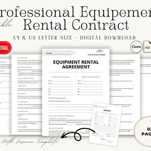 Editable Equipment Rental Agreement, Editable Equipment Lease ...